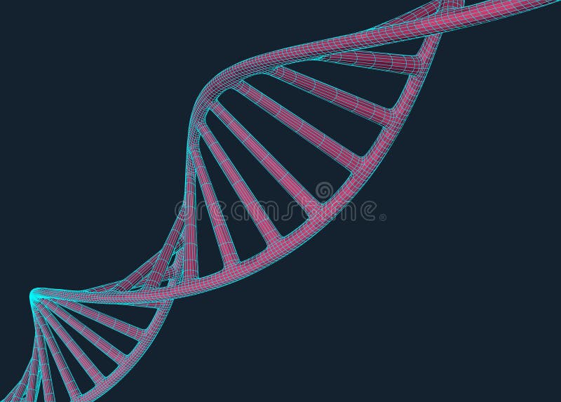Grey DNA with Polygon Line on Blue Background. Polygonal Space Low Poly ...