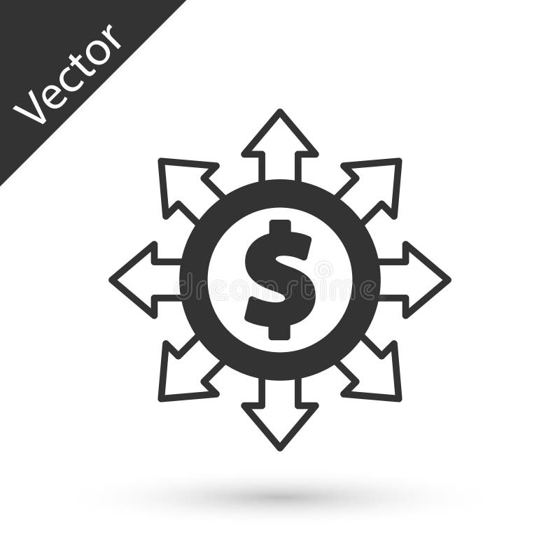 Grey Dollar, Share, Network Icon Isolated on White Background. Vector ...