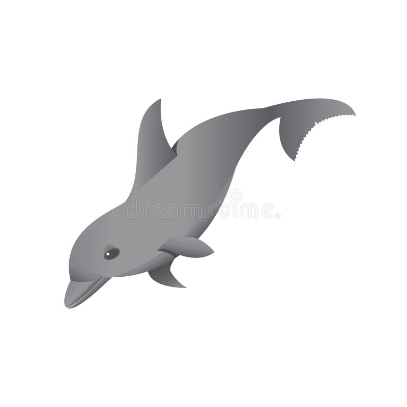 Grey Dolphin in Cartoon Style Stock Vector - Illustration of animals ...