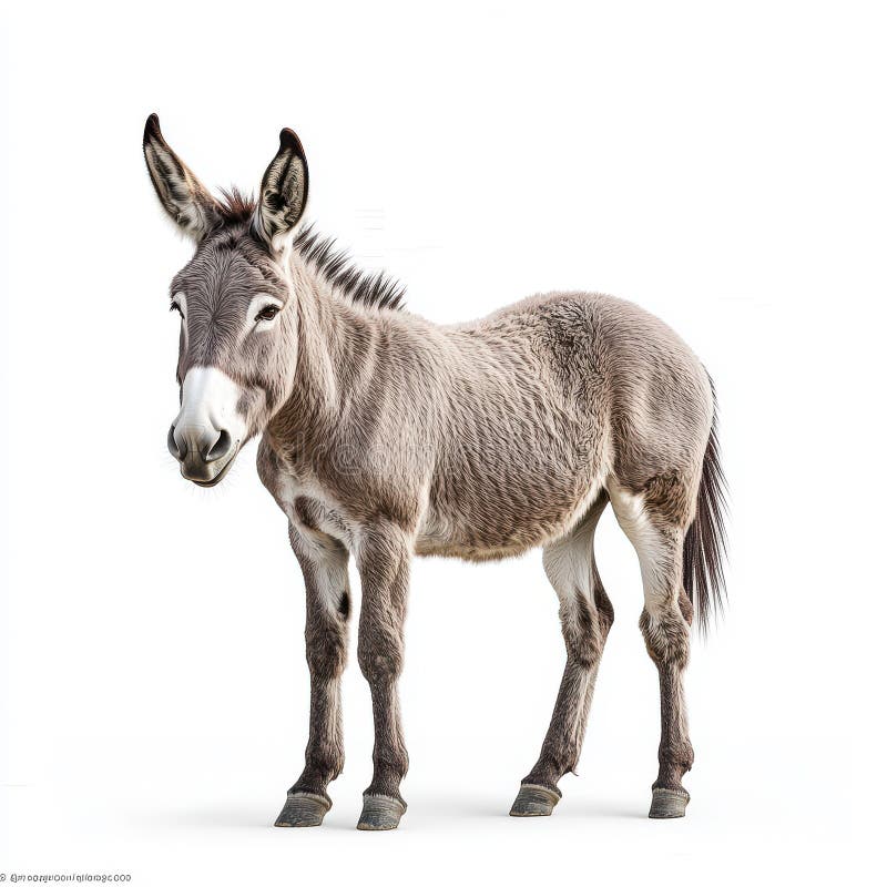 Grey Donkey Standing Isolated White Background Stock Illustration ...