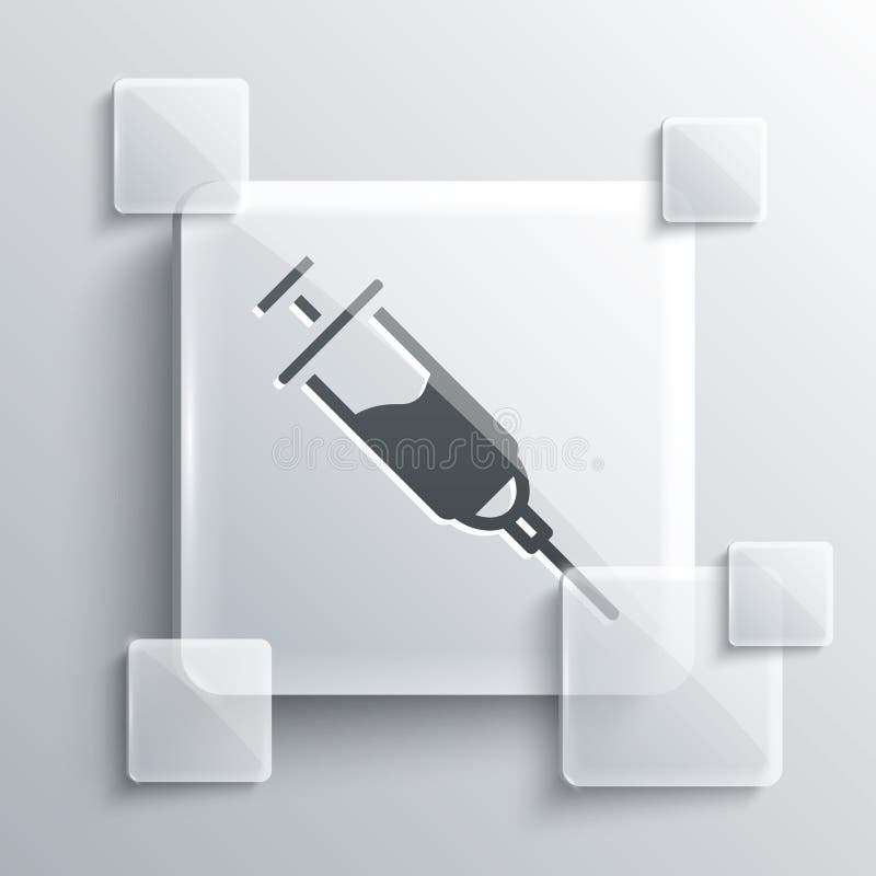 Grey Doping Syringe Icon Isolated on Grey Background. Square Glass ...