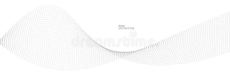 Grey Dots in Motion Vector Abstract Background, Particles Array Wavy Flow, Curve Lines of Points ...