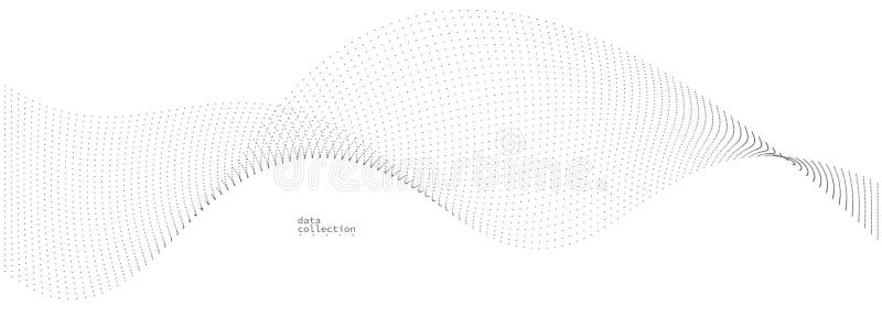 Grey Dots in Motion Vector Abstract Background, Particles Array Wavy Flow, Curve Lines of Points ...
