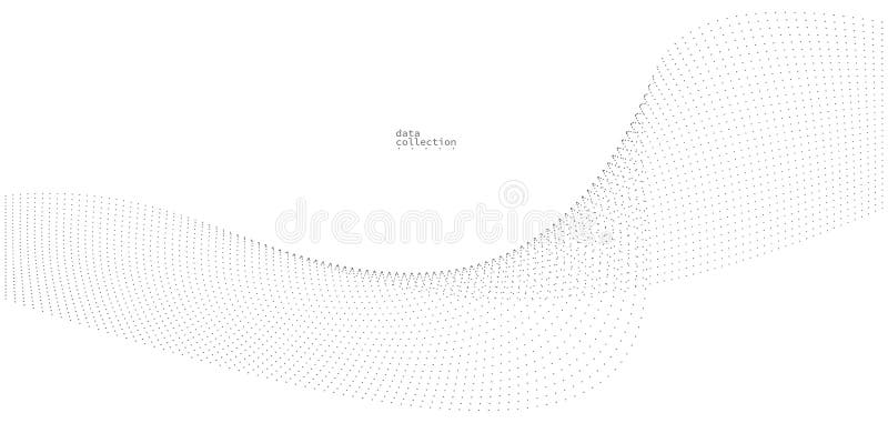 Grey Dots in Motion Vector Abstract Background, Particles Array Wavy Flow, Curve Lines of Points ...