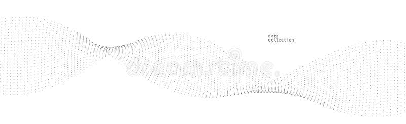 Grey Dots in Motion Vector Abstract Background, Particles Array Wavy Flow, Curve Lines of Points ...