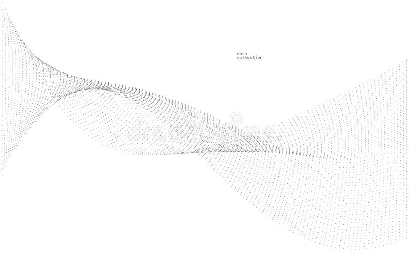 Grey Dots in Motion Vector Abstract Background, Particles Array Wavy Flow, Curve Lines of Points ...
