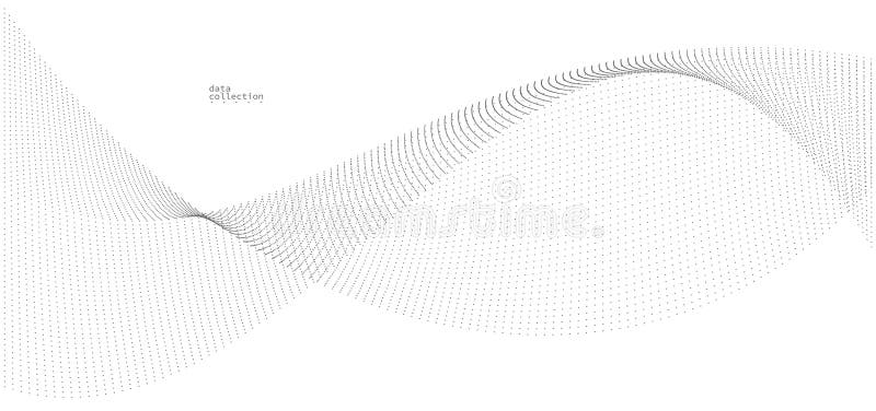 Grey Dots in Motion Vector Abstract Background, Particles Array Wavy Flow, Curve Lines of Points ...