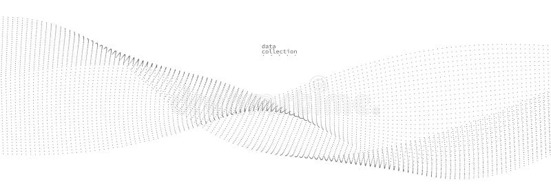 Grey Dots in Motion Vector Abstract Background, Particles Array Wavy Flow, Curve Lines of Points ...