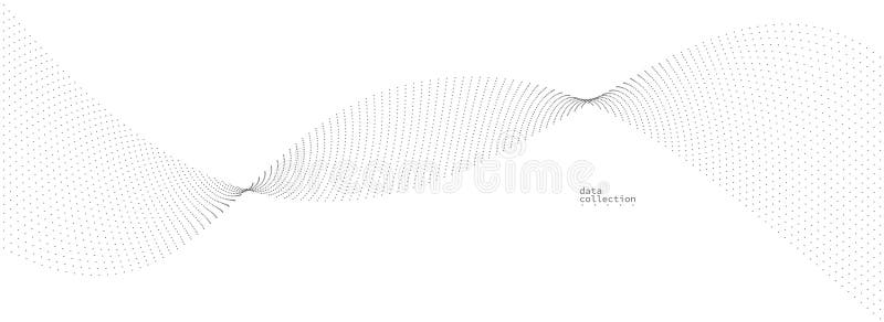 Grey Dots in Motion Vector Abstract Background, Particles Array Wavy Flow, Curve Lines of Points ...
