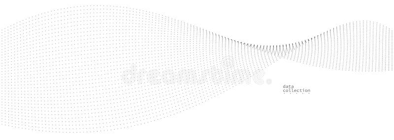 Grey Dots in Motion Vector Abstract Background, Particles Array Wavy Flow, Curve Lines of Points ...