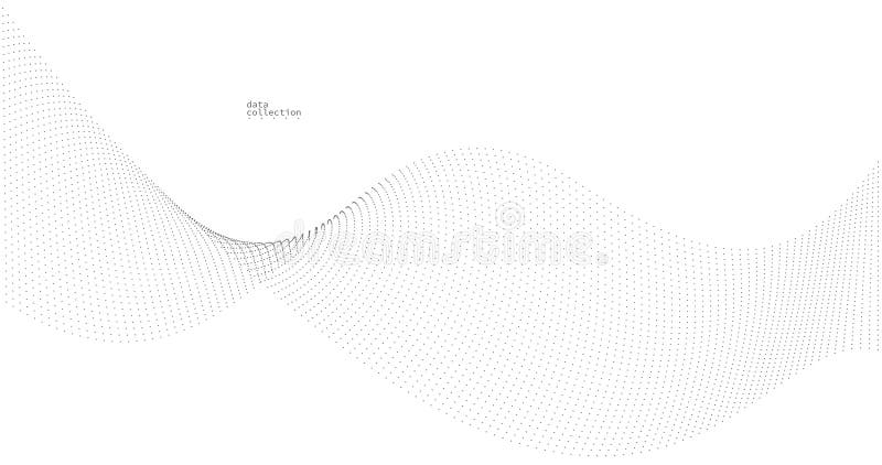 Grey Dots in Motion Vector Abstract Background, Particles Array Wavy Flow, Curve Lines of Points ...