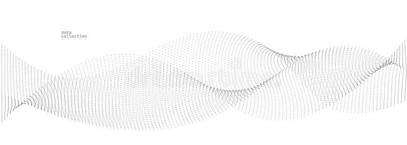 Grey Dots in Motion Vector Abstract Background, Particles Array Wavy Flow, Curve Lines of Points ...