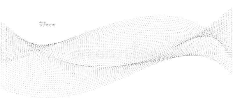 Grey Dots in Motion Vector Abstract Background, Particles Array Wavy Flow, Curve Lines of Points ...