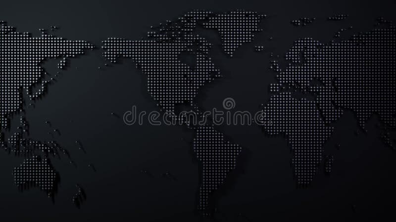 Grey Dotted 3D World Map with Sleek Digital Design Seamless Loop ...