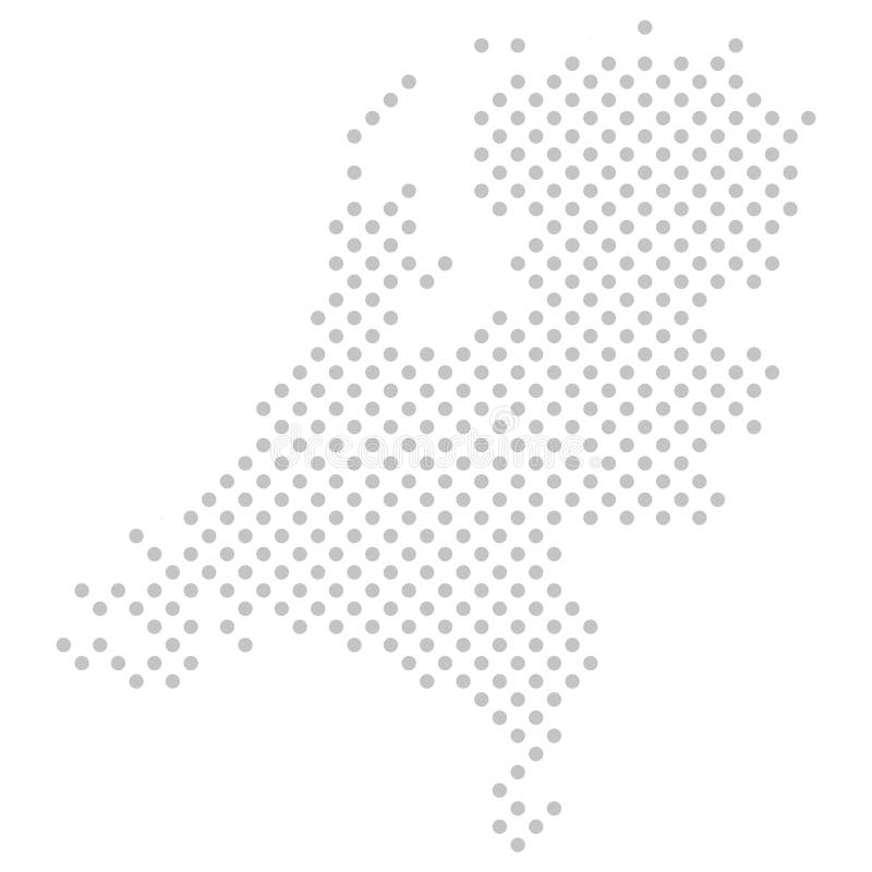 Grey Dotted Map of the Netherlands Stock Illustration - Illustration of ...