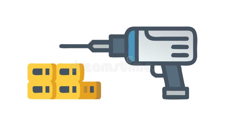 Grey Drill with Brick Pattern, Masonry, Renovation, Vector Design ...