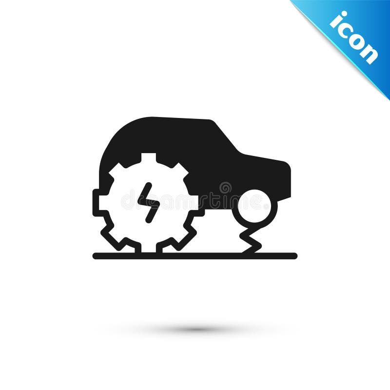 Grey Electric Car Service Icon Isolated on White Background. Renewable ...