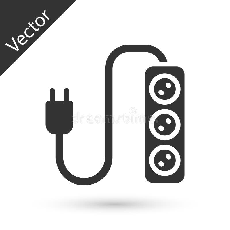 Grey Electric Extension Cord Icon Isolated on White Background. Power ...