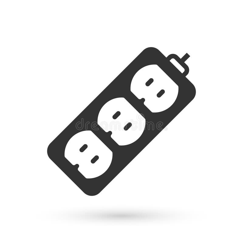 Grey Electric Extension Cord Icon Isolated on White Background. Power ...
