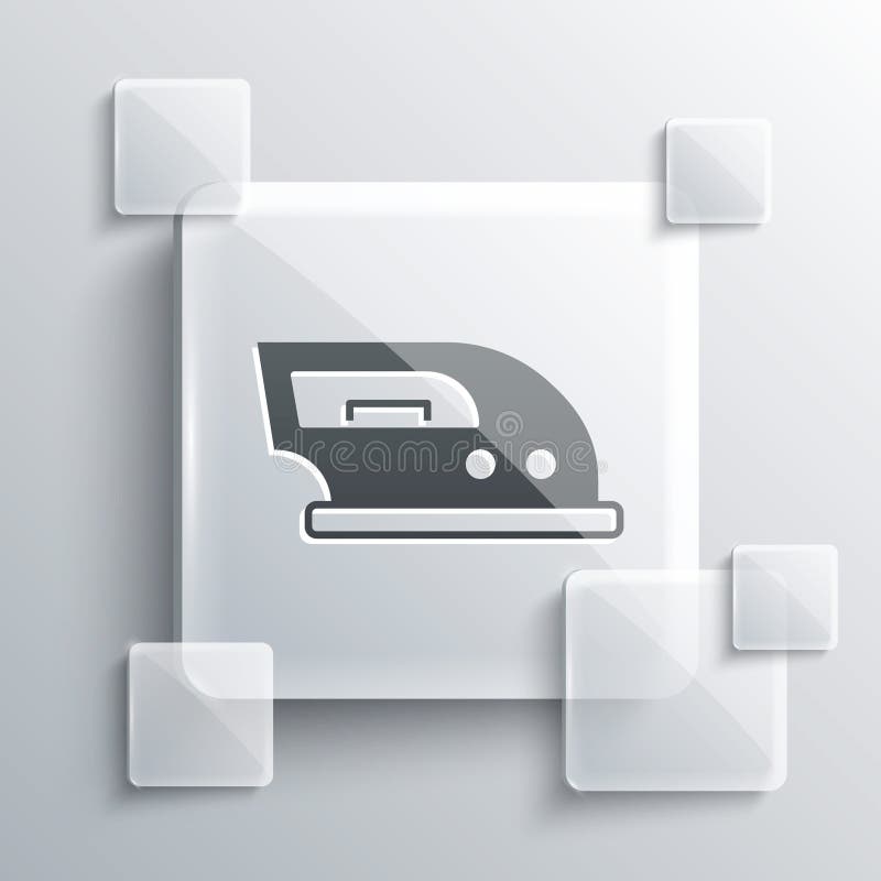 Grey Electric Iron Icon Isolated on Grey Background. Steam Iron. Square ...