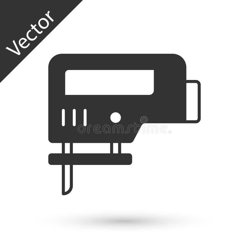 Grey Electric Jigsaw with Steel Sharp Blade Icon Isolated on White ...