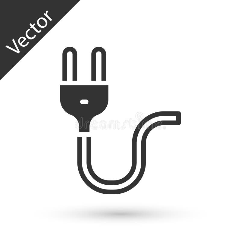 Grey Electric Plug Icon Isolated on White Background. Concept of ...