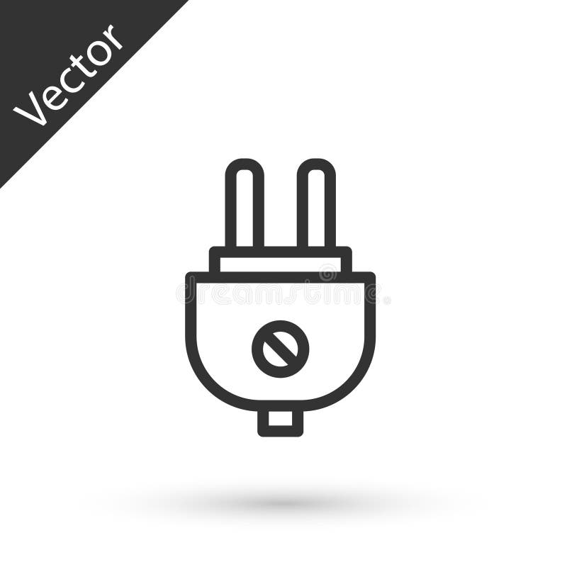Grey Electric Plug Icon Isolated on White Background. Concept of ...