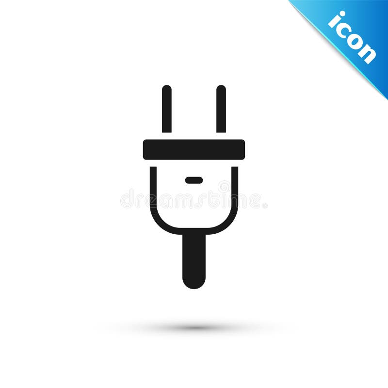 Grey Electric Plug Icon Isolated on White Background. Concept of ...
