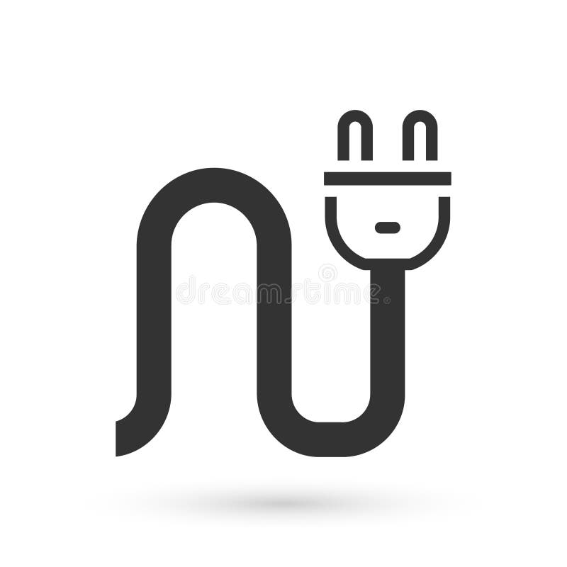 Grey Electric Plug Icon Isolated on White Background. Concept of ...