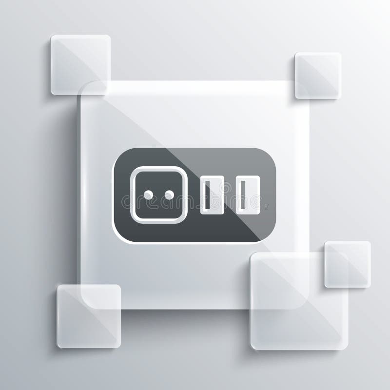 Grey Electrical Outlet Icon Isolated on Grey Background. Power Socket ...