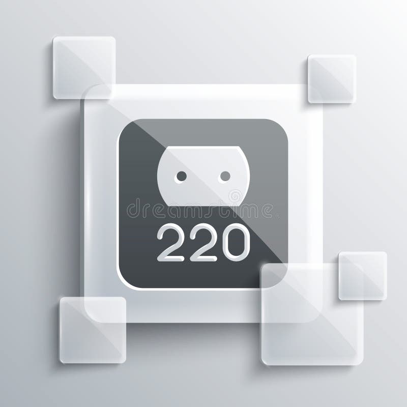 Grey Electrical Outlet Icon Isolated on Grey Background. Power Socket ...