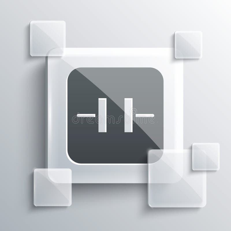 Grey Electrolytic Capacitor Icon Isolated on Grey Background. Square ...