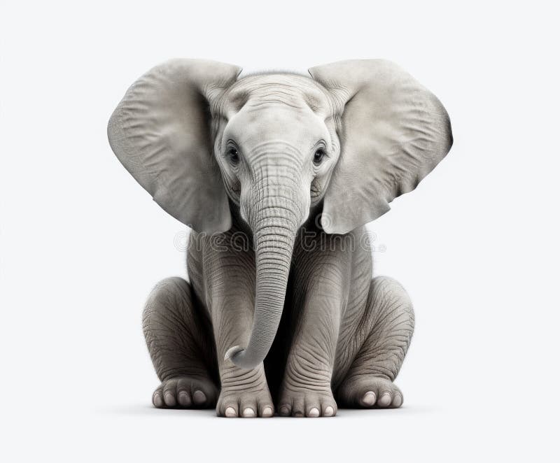 Grey Elephant Sitting on a Transparent Stock Image - Image of animal ...