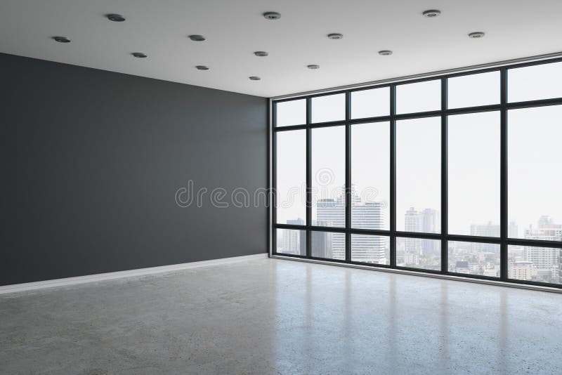 Grey empty office stock illustration. Illustration of apartment - 159270369