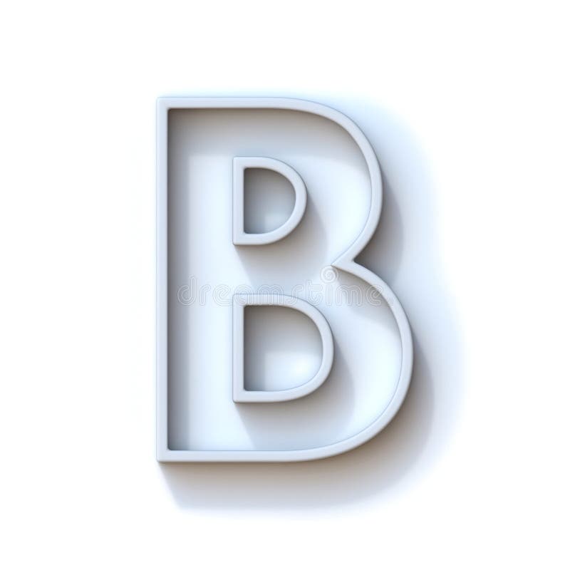 Grey Extruded Outlined Font with Shadow Letter B 3D Stock Illustration ...