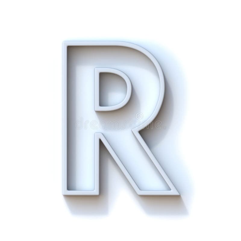 Grey Extruded Outlined Font with Shadow Letter R 3D Stock Illustration ...