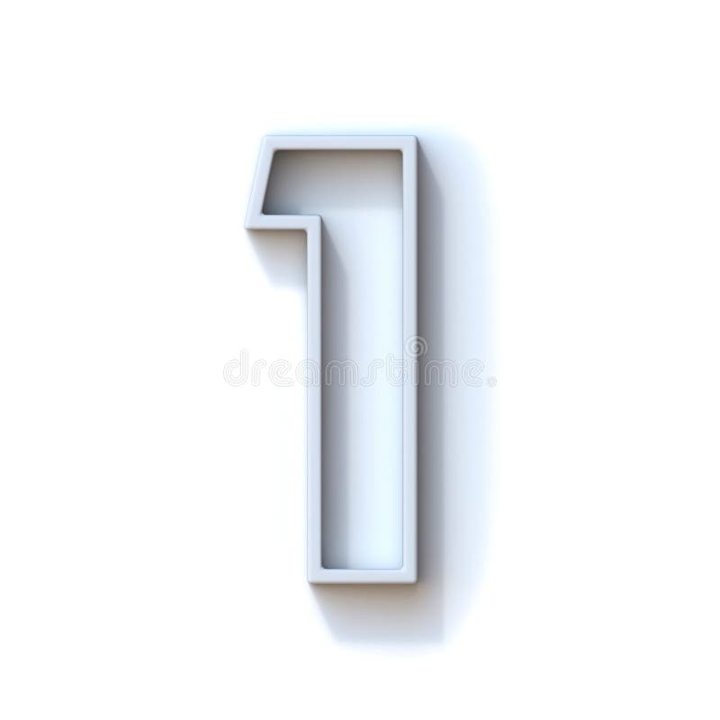 Grey Extruded Outlined Font with Shadow Number 1 ONE 3D Stock ...