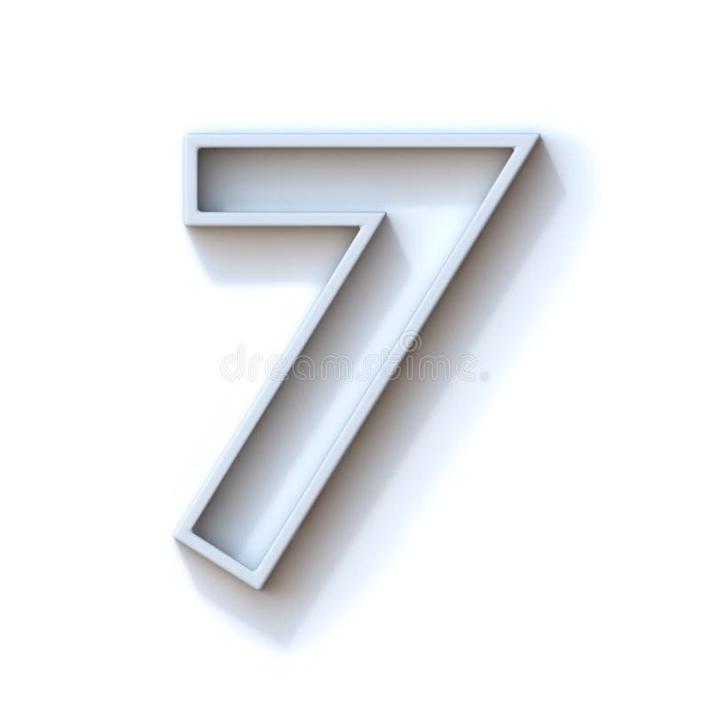 Grey Extruded Outlined Font with Shadow Number 7 SEVEN 3D Stock ...