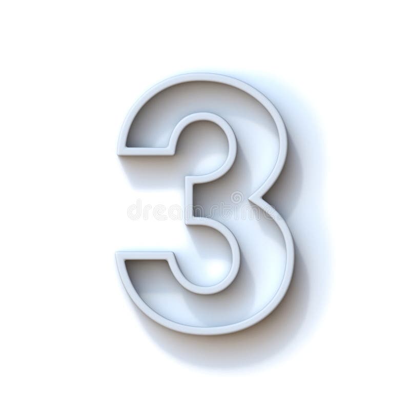 Grey Extruded Outlined Font with Shadow Number 3 THREE 3D Stock ...