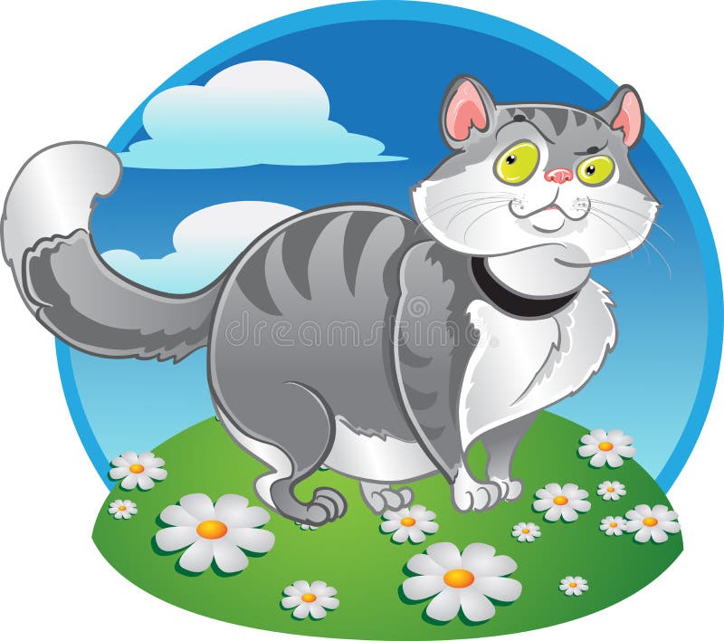 Cartoon of fat grey cat stock vector. Illustration of adorable - 19260206