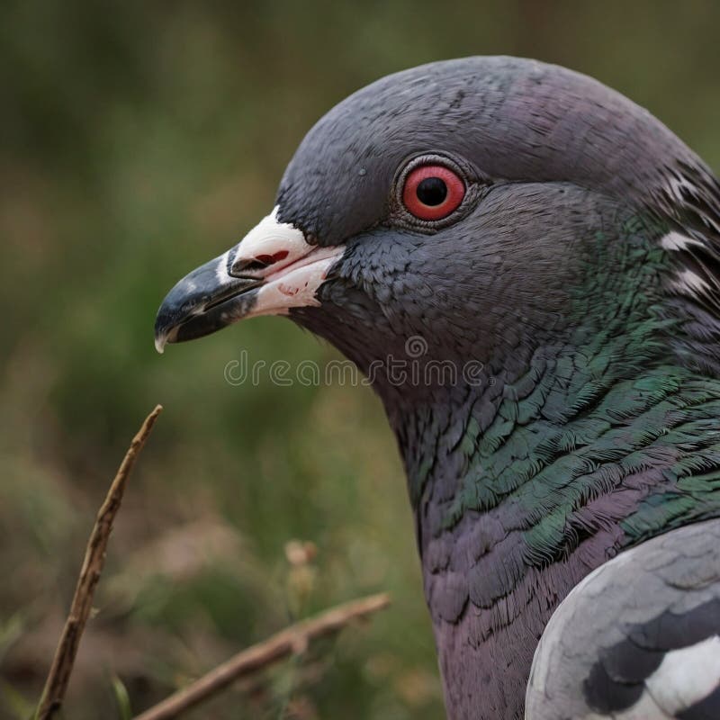 Grey Feathered Pigeon Dove Bird Head Face Stock Illustration ...