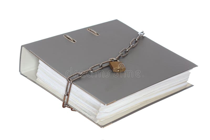 Grey File Folder with Chain Stock Photo - Image of concept, close: 49230732