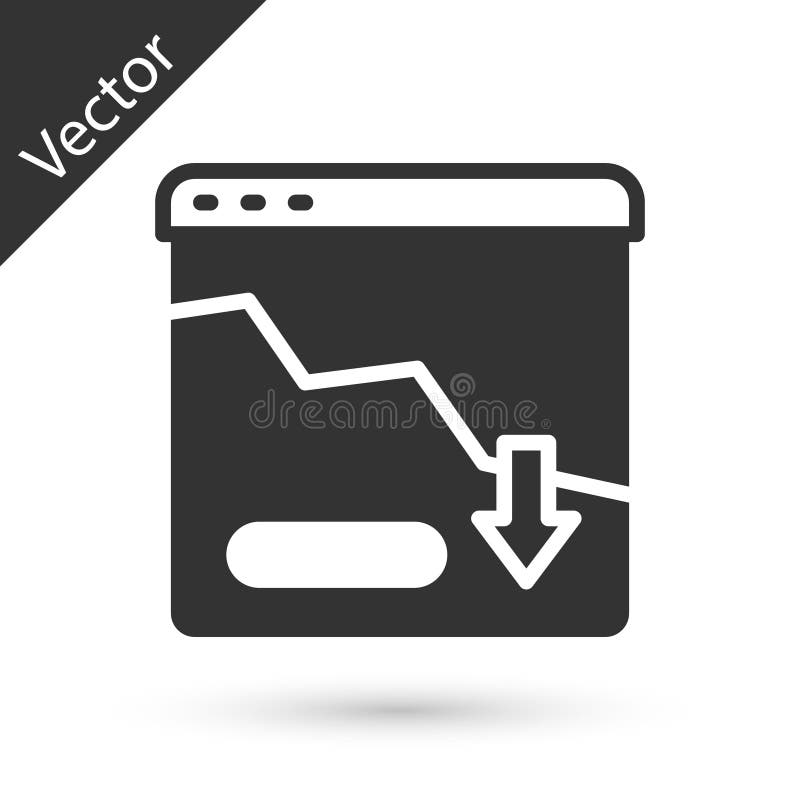 Grey Financial Growth Decrease Icon Isolated on White Background. Increasing Revenue Stock ...
