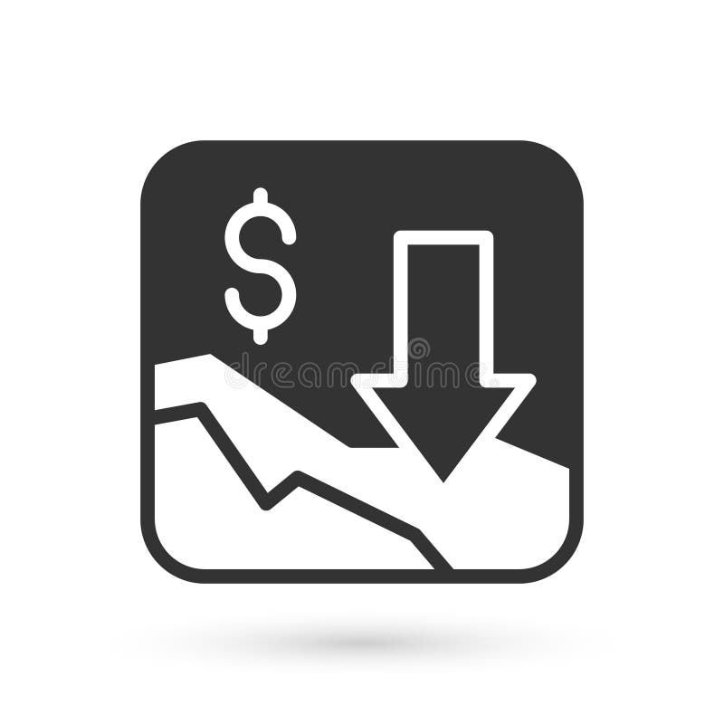 Grey Financial Growth Decrease Icon Isolated on White Background. Increasing Revenue Stock ...