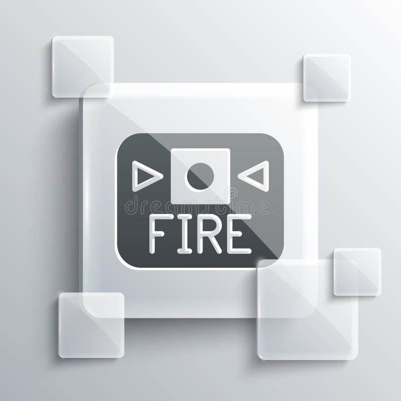 Grey Fire Alarm System Icon Isolated on Grey Background. Pull Danger ...