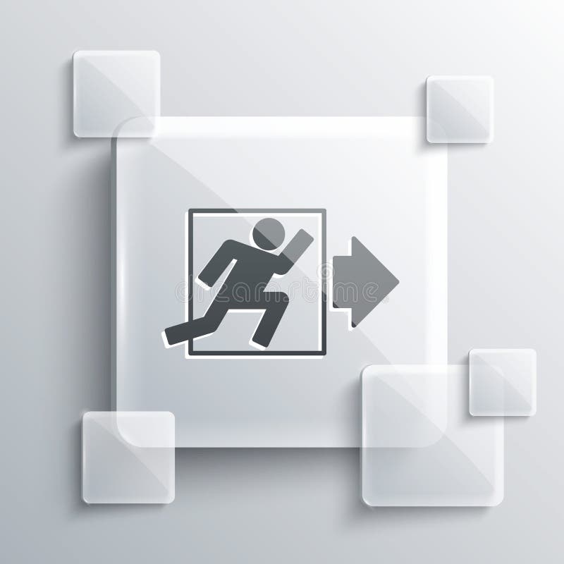 Grey Fire Exit Icon Isolated on Grey Background. Fire Emergency Icon ...