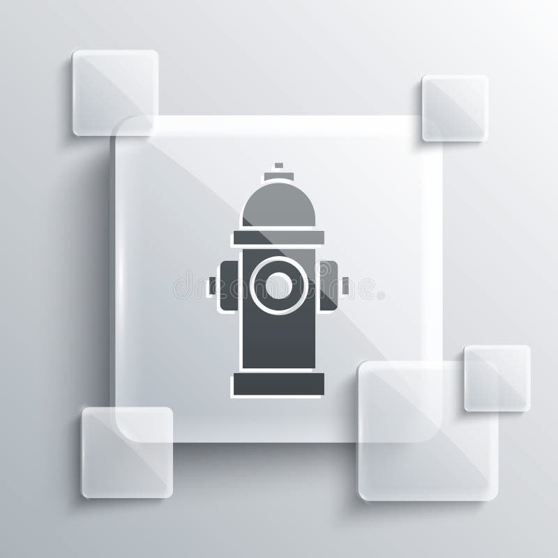 Grey Fire Hydrant Icon Isolated on Grey Background. Square Glass Panels ...