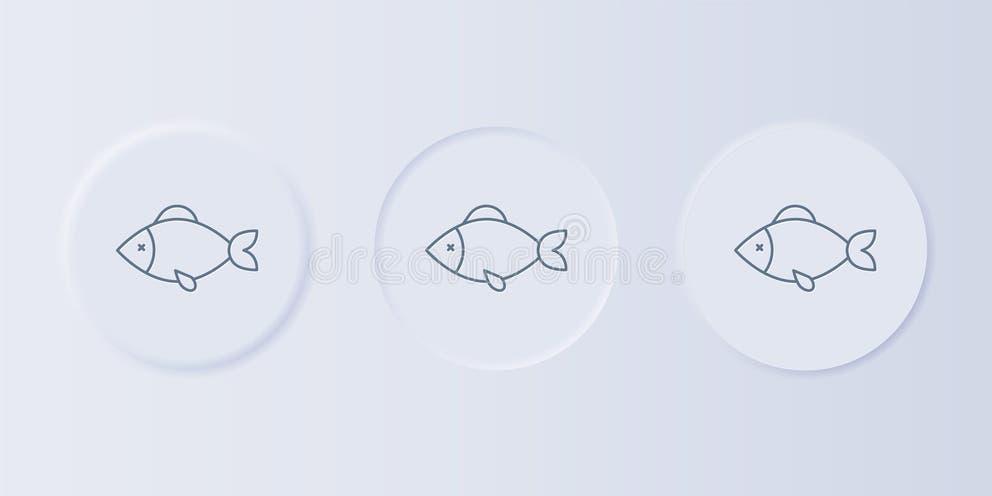Grey Fish Icon Isolated on Grey Background. Set Icons in Square Buttons ...
