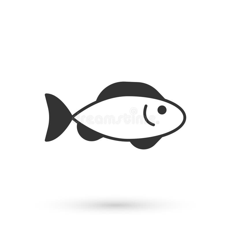 Grey Fish Icon Isolated on White Background. Vector Stock Vector ...