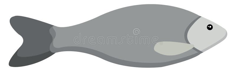 Grey Fish Flat Illustration Stock Vector - Illustration of cartoon ...